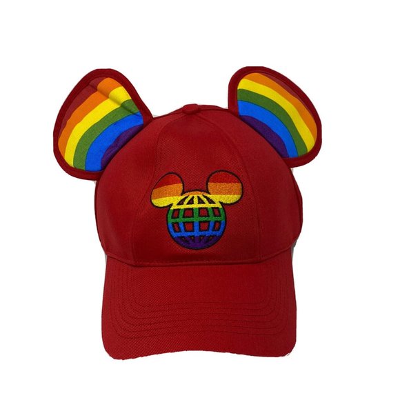 Disney | Accessories | Disney Parks Rainbow Pride Mickey Ears Red ...
